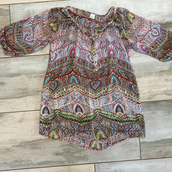 Jockey | Tops | Jockey Pysanky Egg Design Sheer Tunic | Poshmark